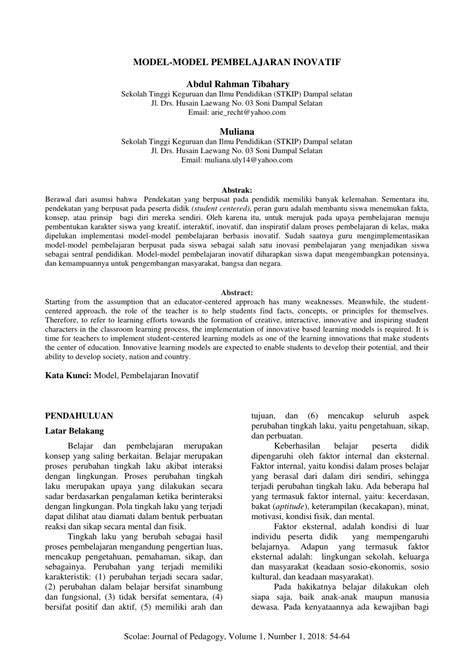 Pdf Model Model Pembelajaran Inovatif