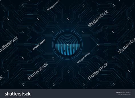 Futuristic Fingerprint Biometric Data Security Big Stock Vector Royalty Free 1907169916