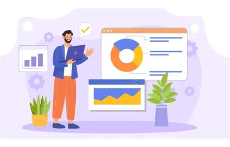 Woman Examining Progress Chart Concept Flat Character Illustration Images