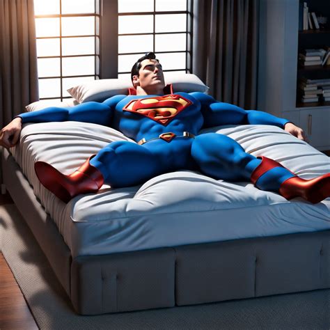 Superman Sleeping On A Bed Eyes Closed No Blanke By Supermanbutt On