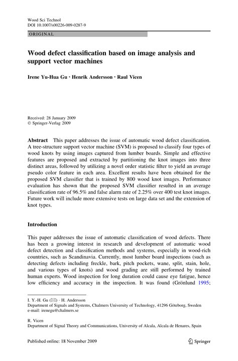 PDF Wood Defect Classification Based On Image Analysis And Support Vector Machines
