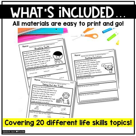 Life Skills Reading Comprehension Passages And Questions Functional Skills Teach Love Autism