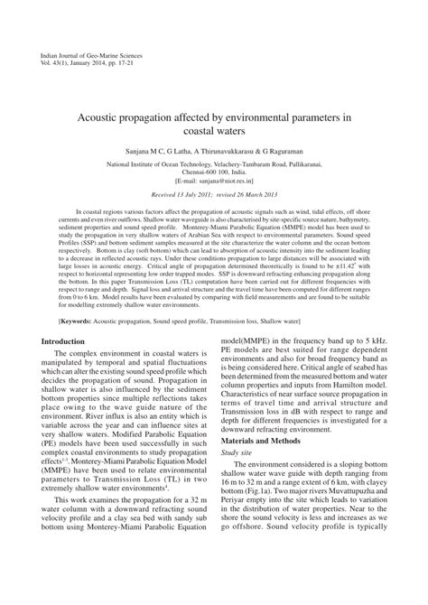 Pdf Acoustic Propagation Affected By Environmental Parameters In