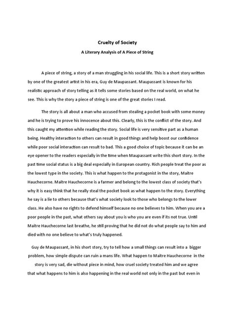 Literary Analysi A Piece Of String Pdf