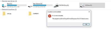 Error The Request Could Not Be Performed Because Of An Io Device