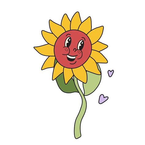 Premium Vector Funny Flower Retro Vintage Cartoon Character