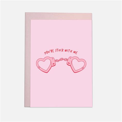 Youre Stuck With Me Handcuffs Card Kaart Blanche Outer Layer