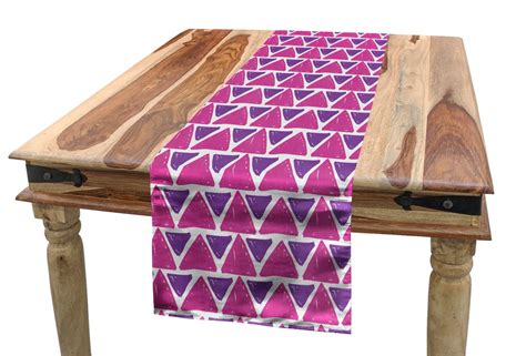 Geometric Table Runner Hand Drawn Sketch Style Triangle Pattern With Brush Marks Abstract