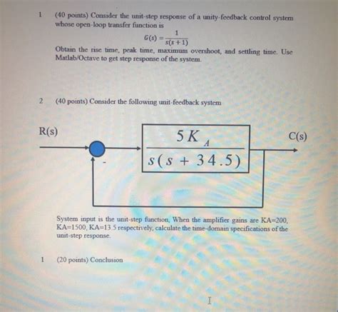solved 1 40 points consider the unit step response of a