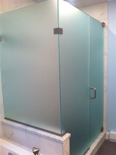 Custom Frameless Glass Corner Shower Enclosure With Frosted Glass
