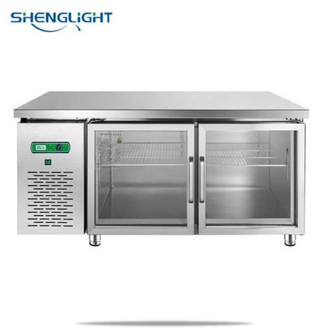 Stainless Steel Chilled Freeze Work Table Glass Door Kitchen