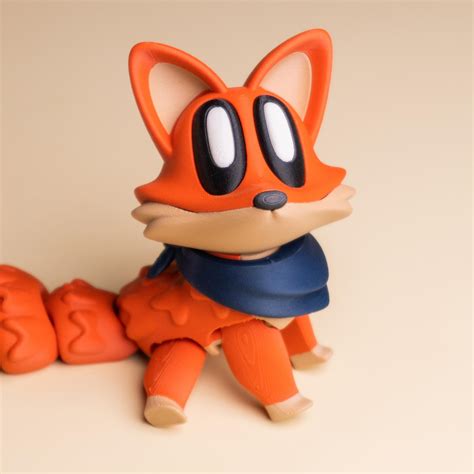 blob fox articulating flexi fidget art toy 3d model by bloblab on