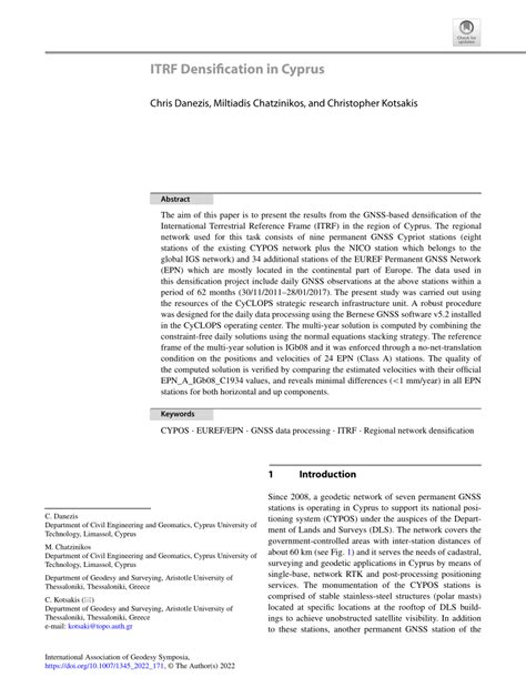 Pdf Itrf Densification In Cyprus
