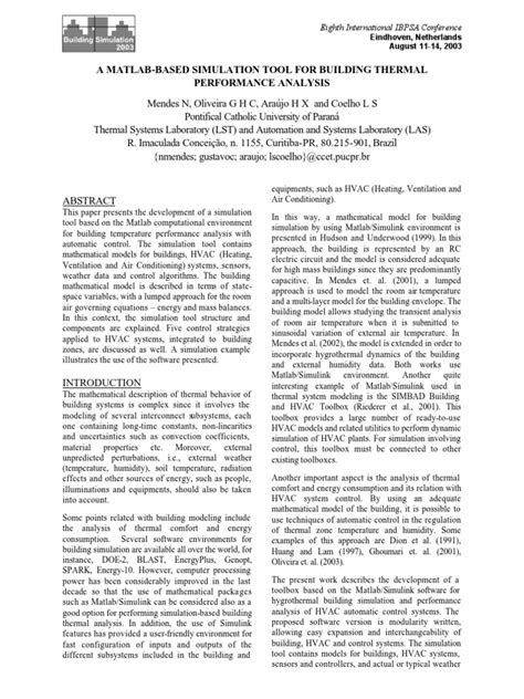 A Matlab Based Simulation Tool For Building Thermal Performance