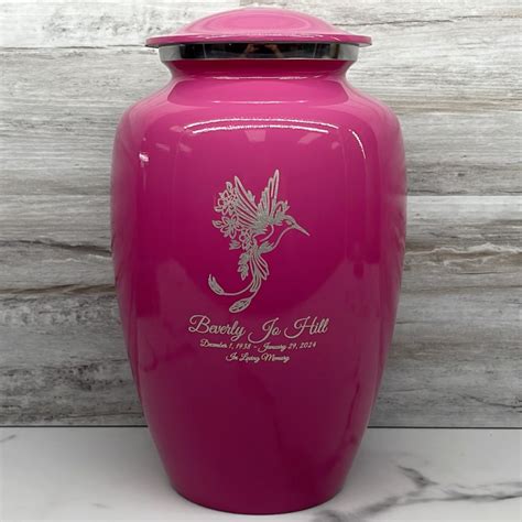 Natures Peace Hummingbird Cremation Urn Rose Pink Green Meadow