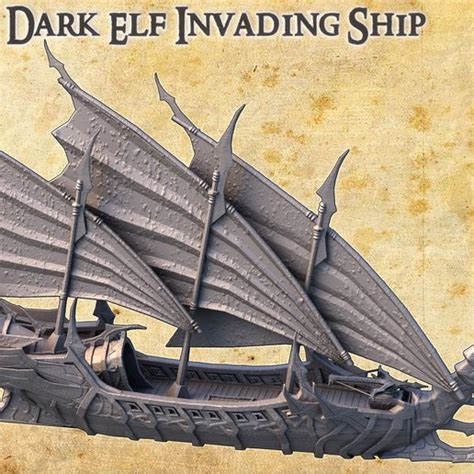 🧝 Dark Elf Invading Ship 28 Mm Tabletop Terrain・ Stl File For 3d