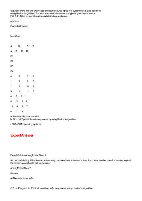 Solution Solution For Suppose There Are Four Processes And Four