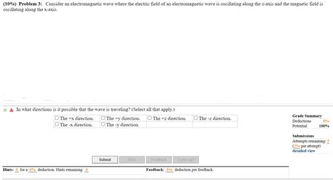 Solved 10 Problem 3 Consider An Electromagnetic Wave