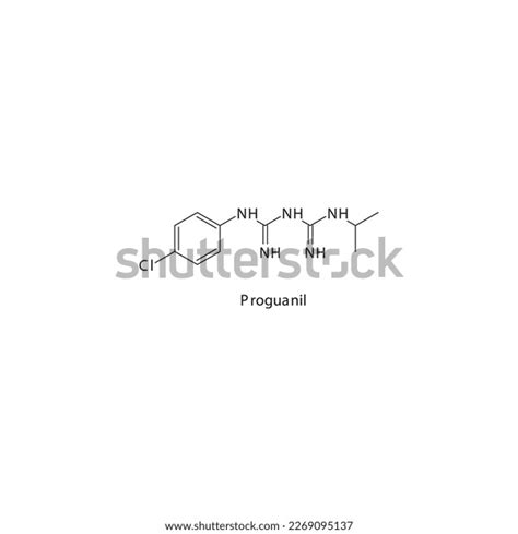 Proguanil Flat Skeletal Molecular Structure Antiparasitic เวกเตอร์สต็อก ปลอดค่าลิขสิทธิ์