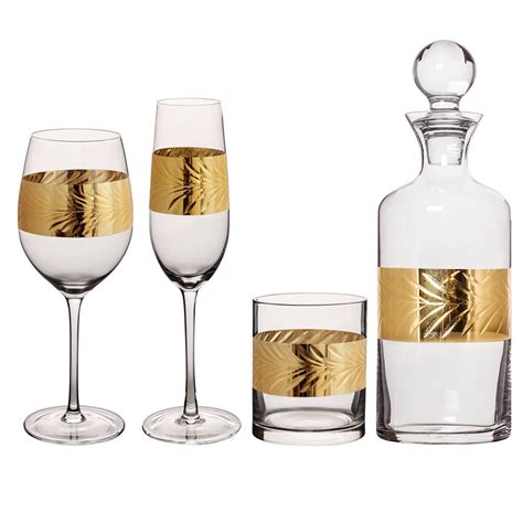 Gold Leaf Botanical Glassware By Dibor