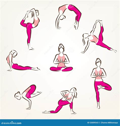 Yoga Poses Eka Pada Chakrasana One Leg Wheel Pose Cartoon Vector