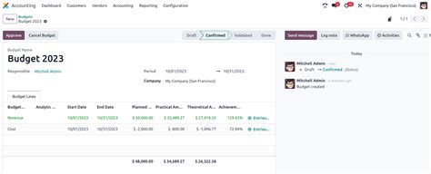 Budgets Odoo 17 Accounting Book