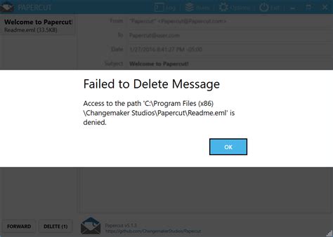 Error Failed To Delete Message Issue Changemakerstudios