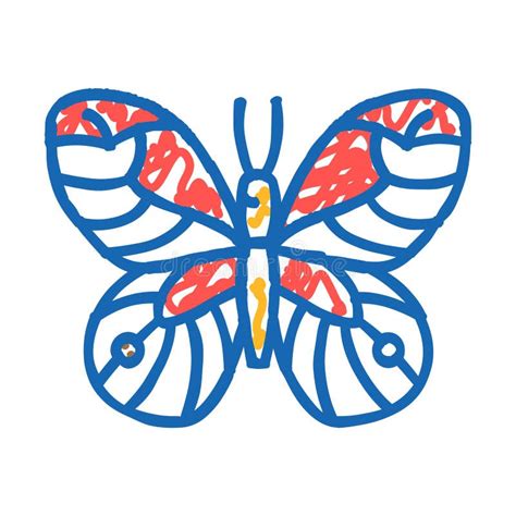 Glasswing Butterfly Spring Icon Doodle Illustration Stock Vector