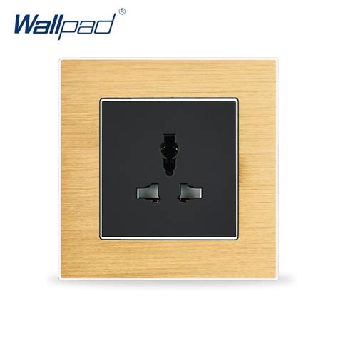 3 Pin Universal Socket Wallpad Luxury Satin Metal Panel Electric Wall Power Socket Multifunction