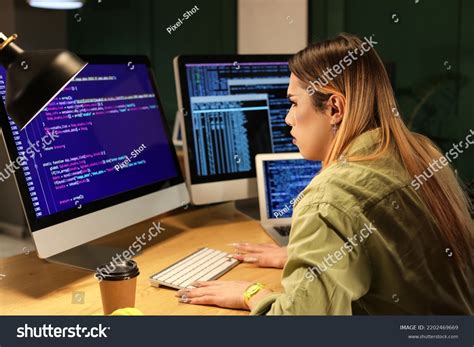 Transgender Programmer Working Server Room Stock Photo 2202469669 Shutterstock