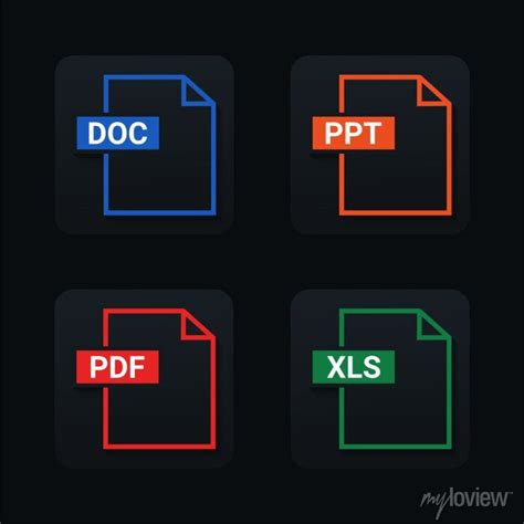 Set Of Format And Extension Of Documents Pdf Doc Ppt And Xls • Wall