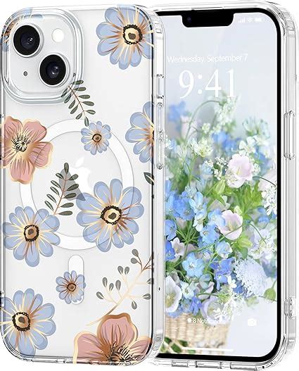 Amazon Com Pepmune Magnetic IPhone Case Floral Cute Clear Flower Cover For Women Girls
