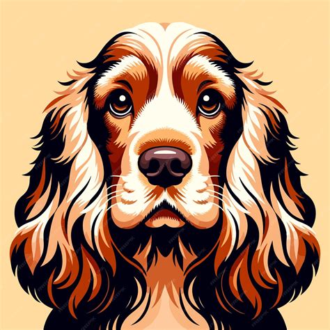 Vector Cartoon Portrait Of An English Cocker Spaniel With An Isolated Background Premium Ai