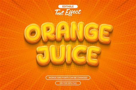 Premium Vector Orange Juice Vector Editable Text Effect