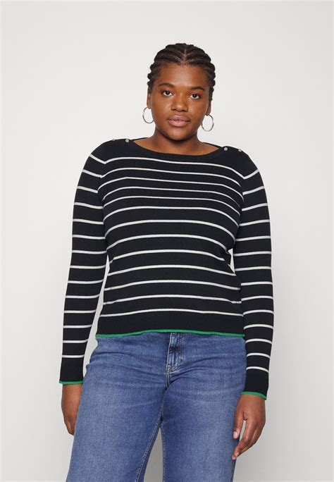 Vero Moda Curve Vmalma Ls Boatneck Button Curve Trui Blacksnow