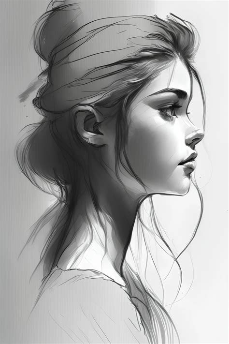 Sketch Of Girl Profile