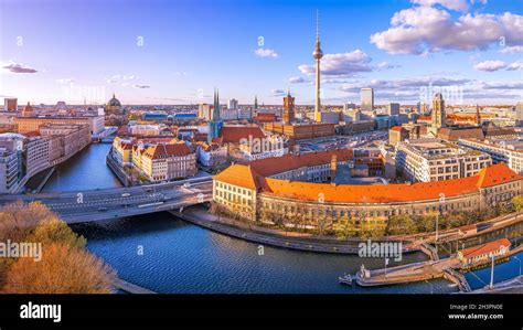 Cityscape Berlin Cathedral Berlin Television Tower Center Hi Res Stock