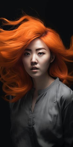 premium ai image beautiful woman with an orange wig generative ai