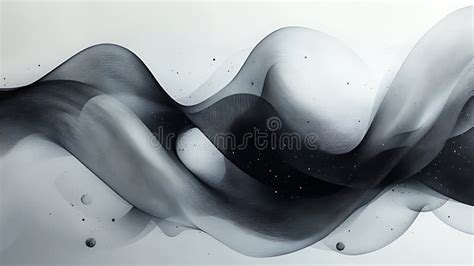 Abstract Black And White Flowing Waves With Subtle Glitter Texture Stock Illustration