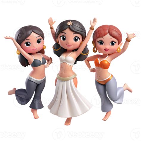 Three Cartoon Girls In Belly Dancing Outfits 51323426 Png