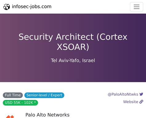 [hiring] Security Architect Cortex Xsoar In Tel Aviv Yafo Israel R