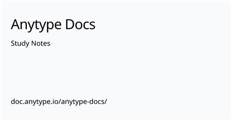 Study Notes Anytype Docs