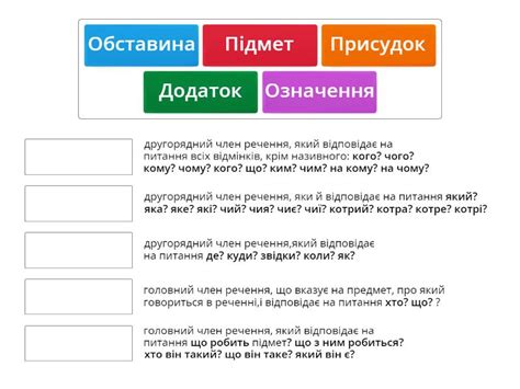 Головні і другорядні члени речення Match Up