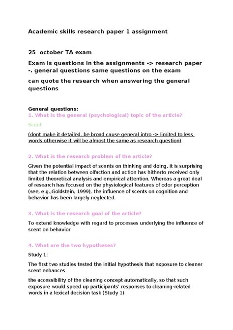 As Research Paper 1 Assignment Academic Skills Research Paper 1
