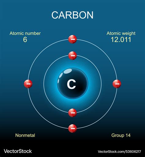Carbon Atom Structure Bohr Model Royalty Free Vector Image
