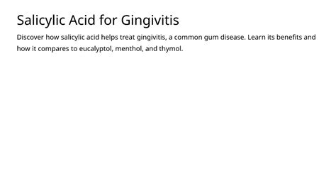 Salicylic Acid For Gingivitis Meds Is