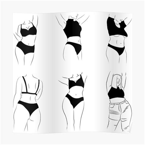 Curvy Women Silhouette Collection Pack 2 Poster For Sale By Letid