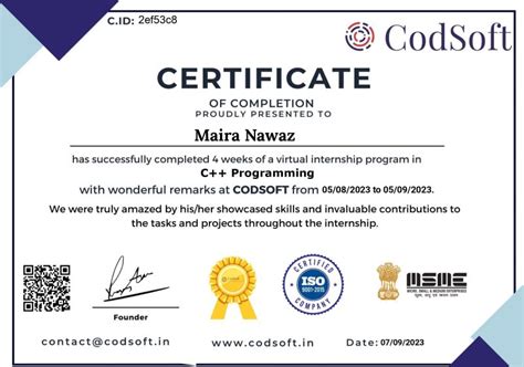 Maira Nawaz On Linkedin Cplusplus Internshipcompletion Codesoft