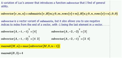 solved finding the max value from part of a matrix ptc community