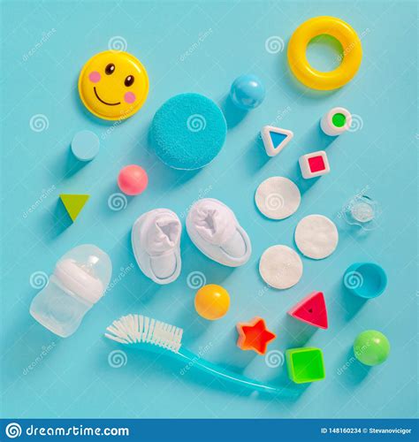 Pers Nliche Zus Tze Des Babys Draufsicht Stockfoto Bild Von